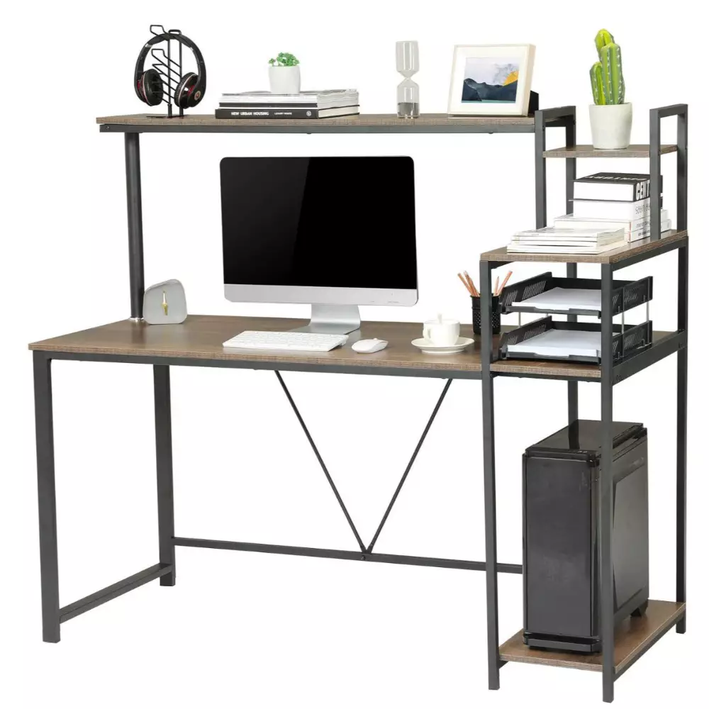 Computer Desk 3 Tier-Brown-120x60x135.5 cm - TEKAVO