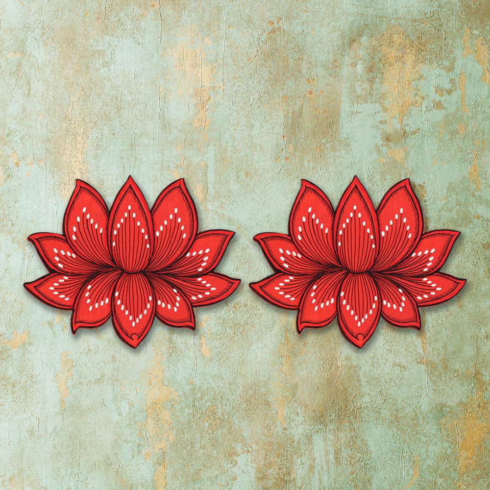 Red Lotus Pair Cutouts | Maavni Designs