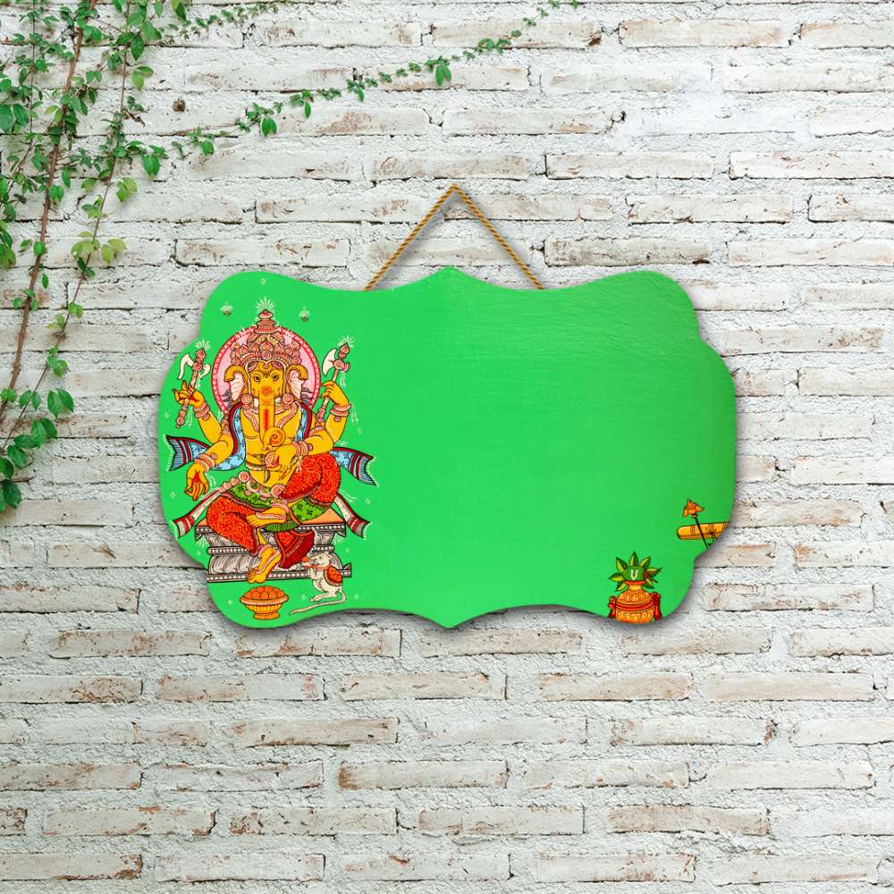 Ganesha Nameplate Green | Maavni Designs