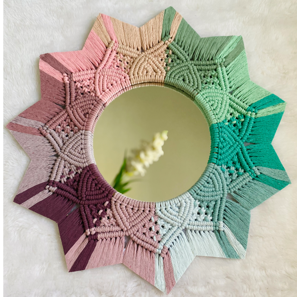 Multicolor Mirror Mandala (20 inch (Mirror - 10 inch)/Option-2) - Knotmuch