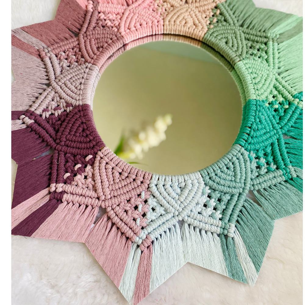 Multicolor Mirror Mandala (20 inch (Mirror - 10 inch)/Option-2) - Knotmuch