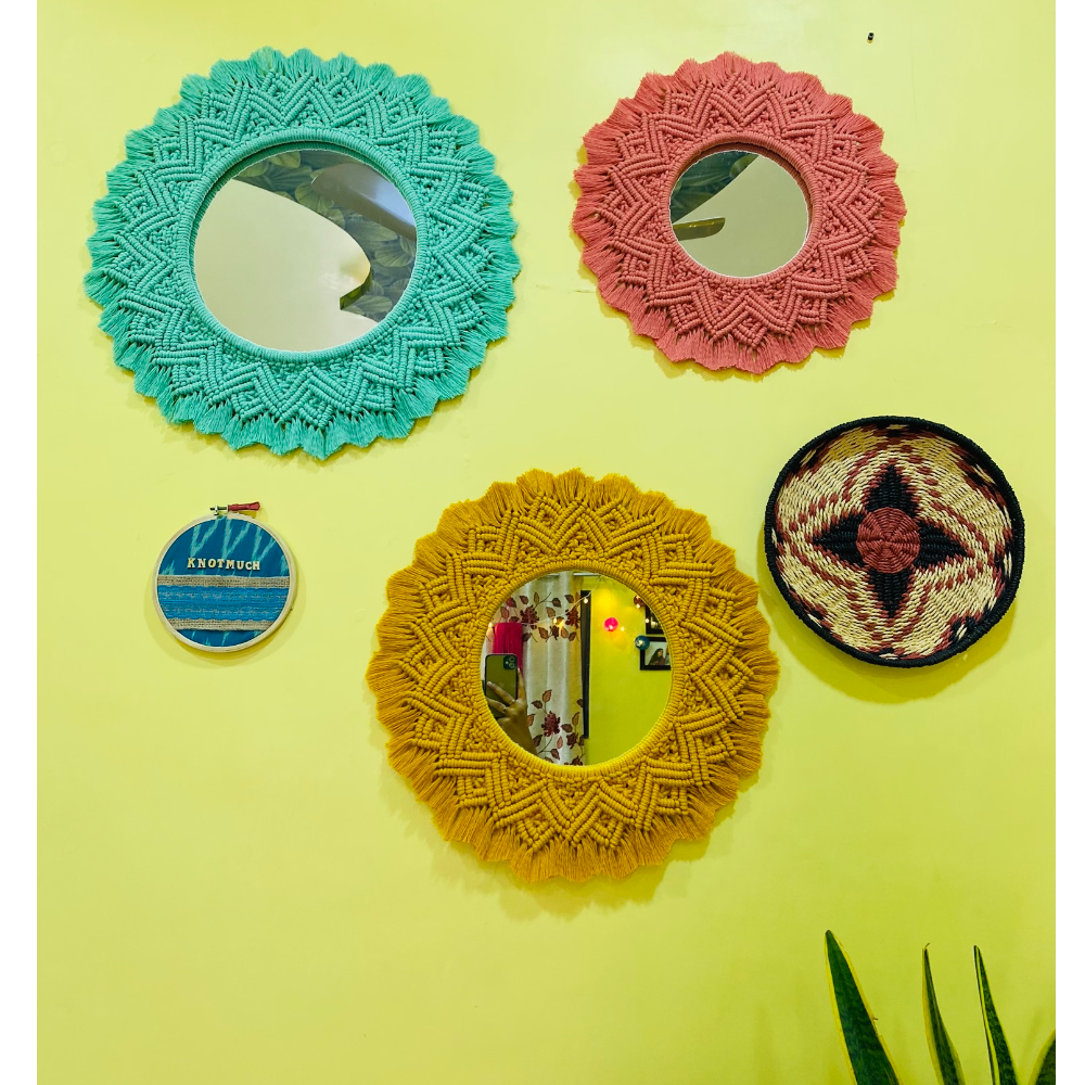 Sun Mirror Mandala (24 inch (Mirror - 14 inch)/Brown) - Knotmuch