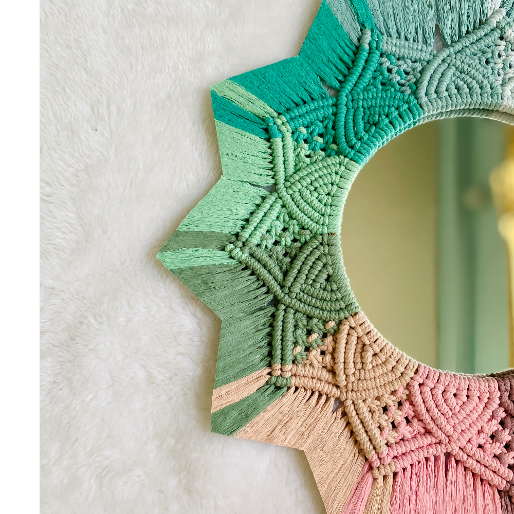 Multicolor Mirror Mandala (20 inch (Mirror - 10 inch)/Option-2) - Knotmuch