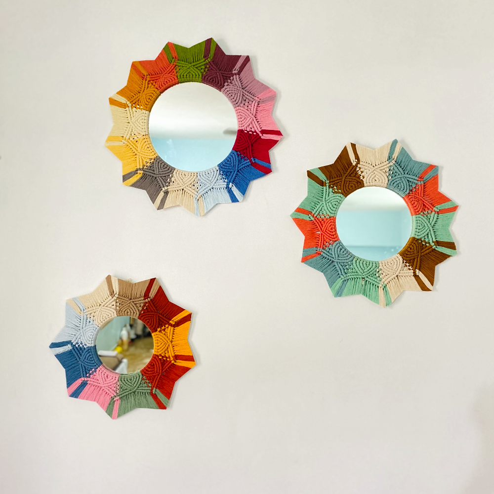 Multicolor Mirror Mandala (20 inch (Mirror - 10 inch)/Option-3) - Knotmuch