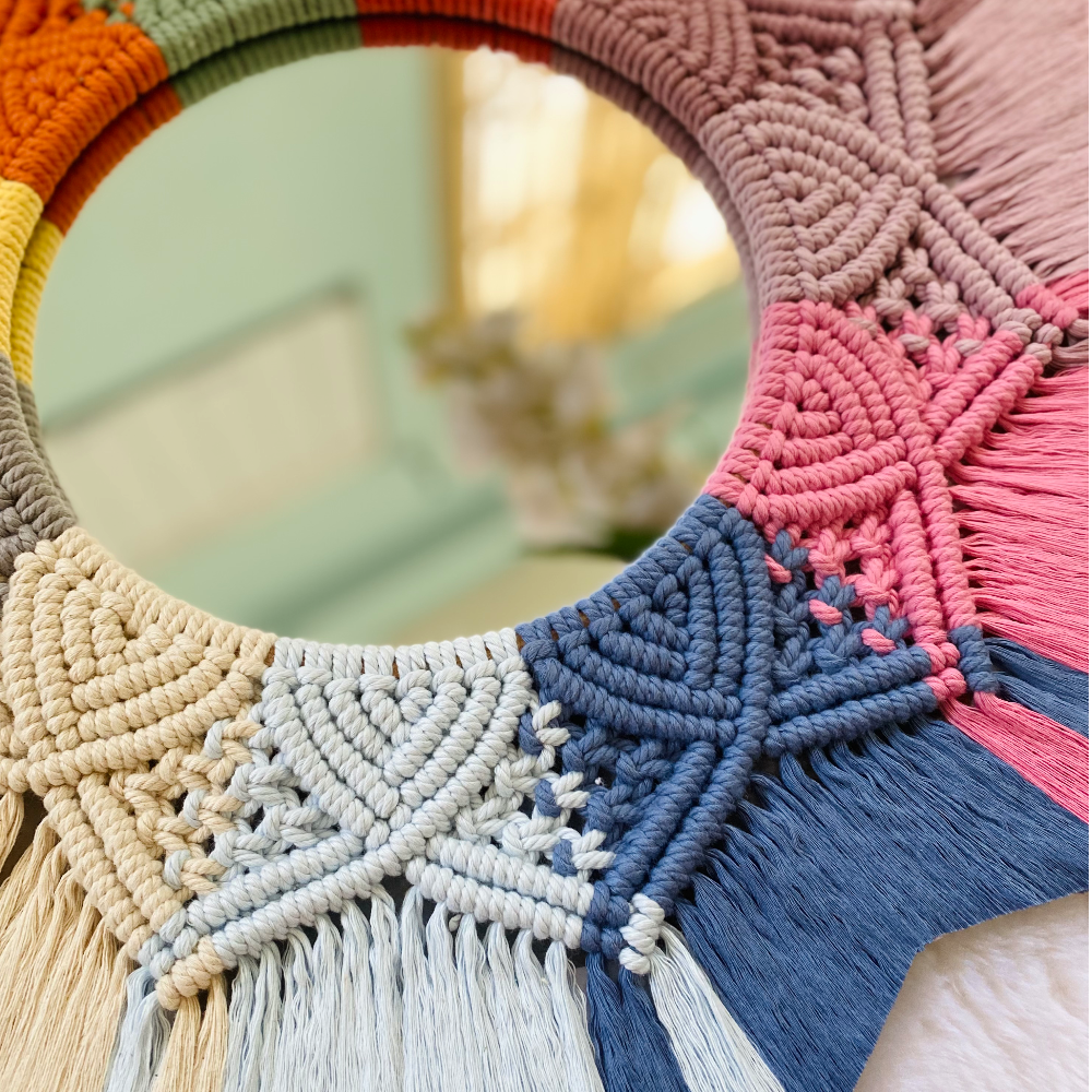 Multicolor Mirror Mandala (20 inch (Mirror - 10 inch)/Option-1) - Knotmuch