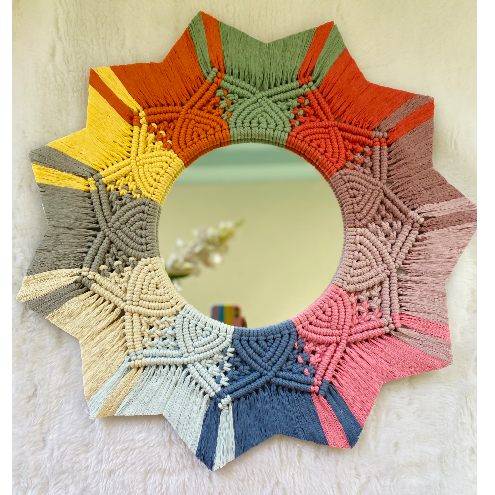 Multicolor Mirror Mandala (20 inch (Mirror - 10 inch)/Option-1) - Knotmuch