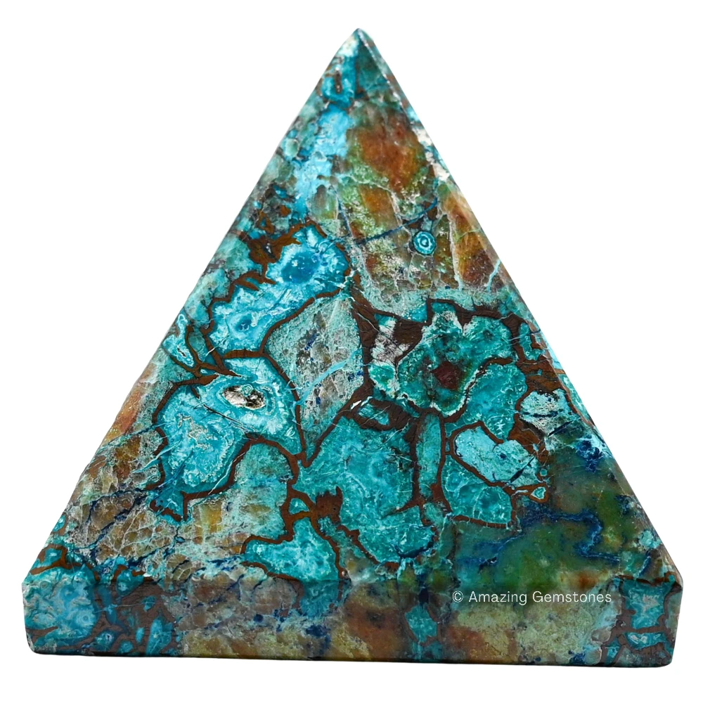 Chrysocolla Pyramid - Premium Crystal Pyramid - Amazing Gemstones INC