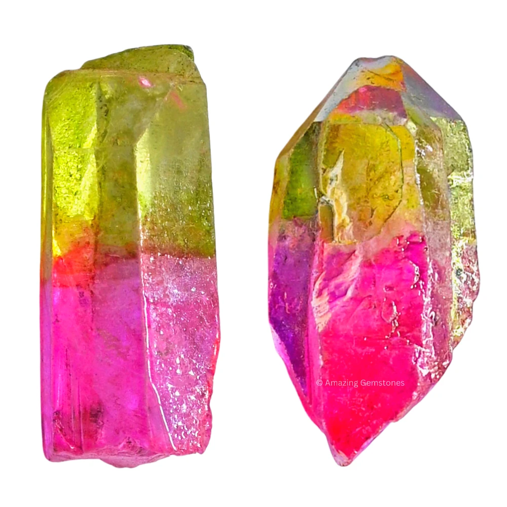 Raw Rose Apple Aura Quartz Points - Premium Aura Quartz Crystals ...