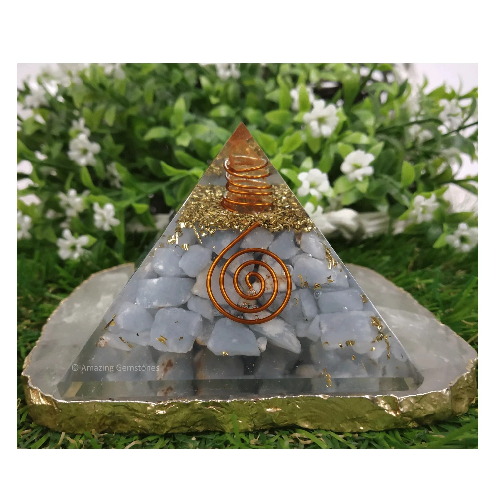 Angelite Orgone Pyramid - Premium Crystal Orgone Pyramid - Amazing ...