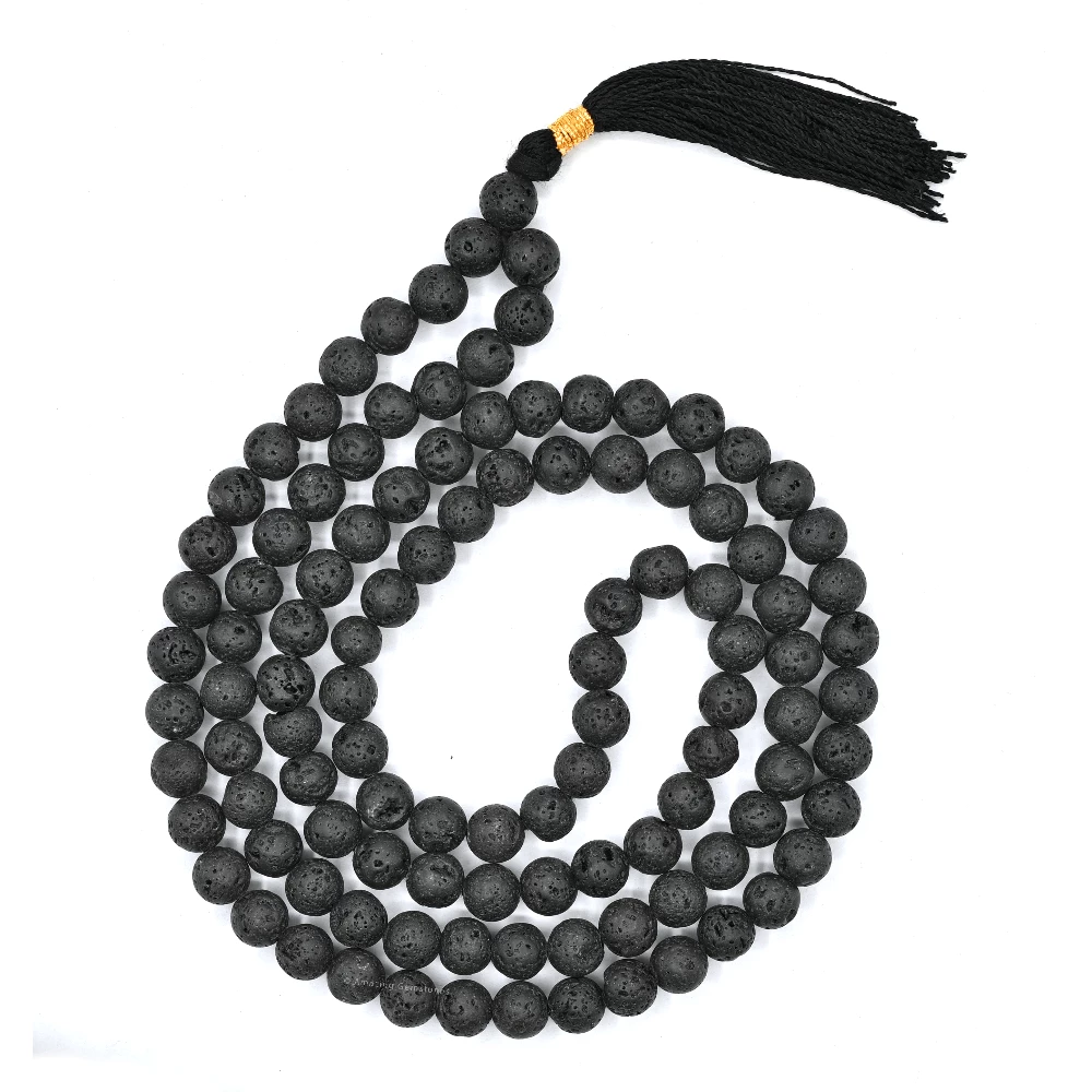 Lava Stone Japa Mala - Premium Crystal Japa Mala - Amazing Gemstones INC