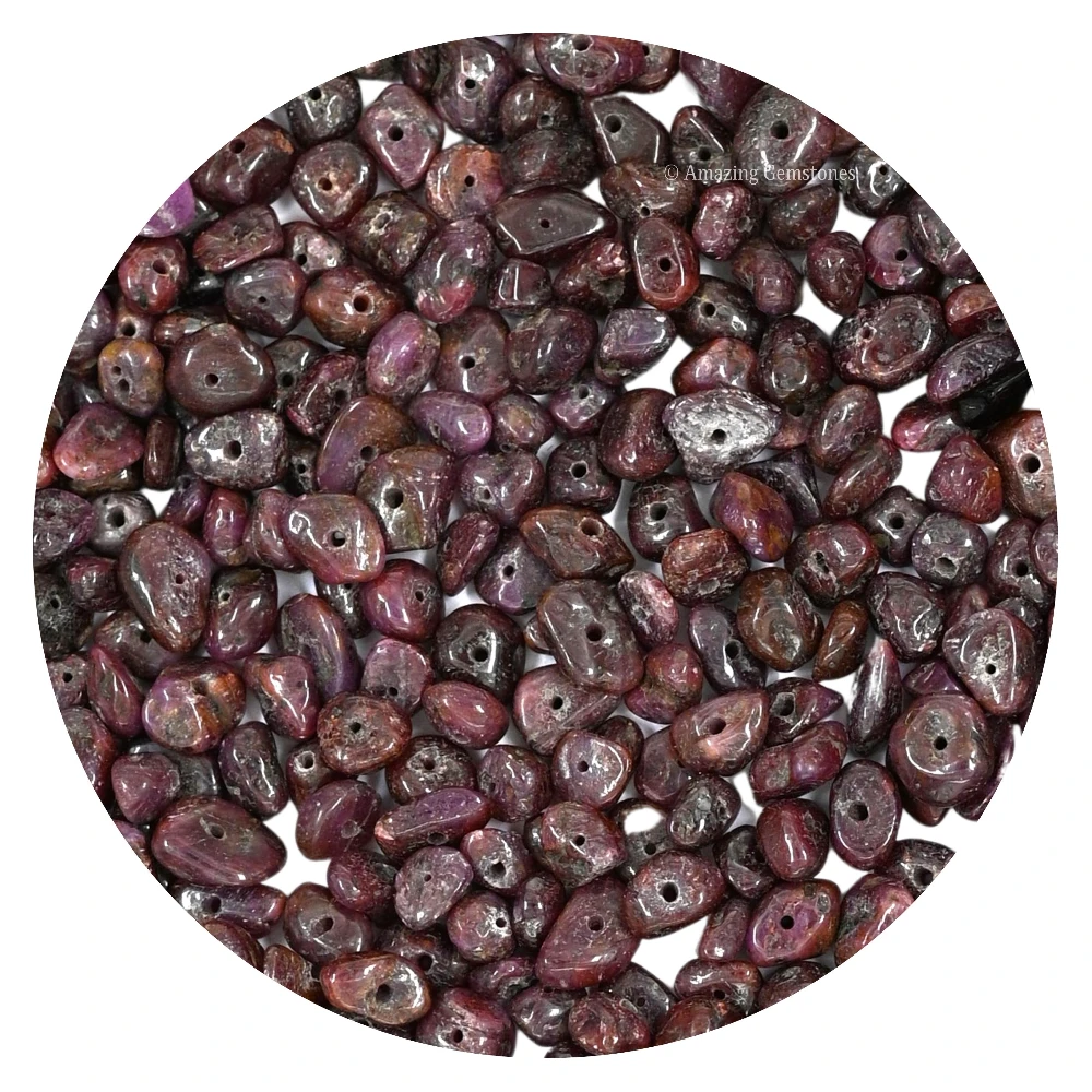 Ruby Chips - Pre Drilled Premium Crystal Chips - Amazing Gemstones INC