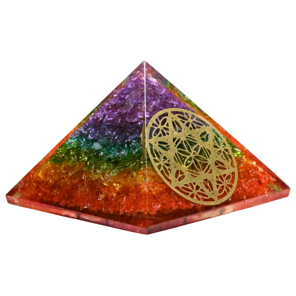 Chakra Onyx Orgone Pyramid - Premium Organite Orgonite Pyramid ...
