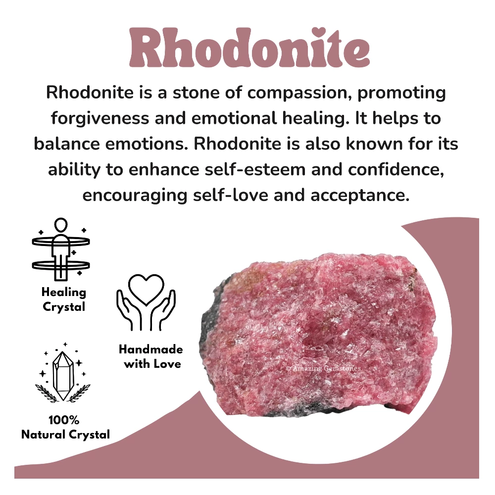 Rhodonite Raw Stones - Premium Raw Crystal - Amazing Gemstones INC