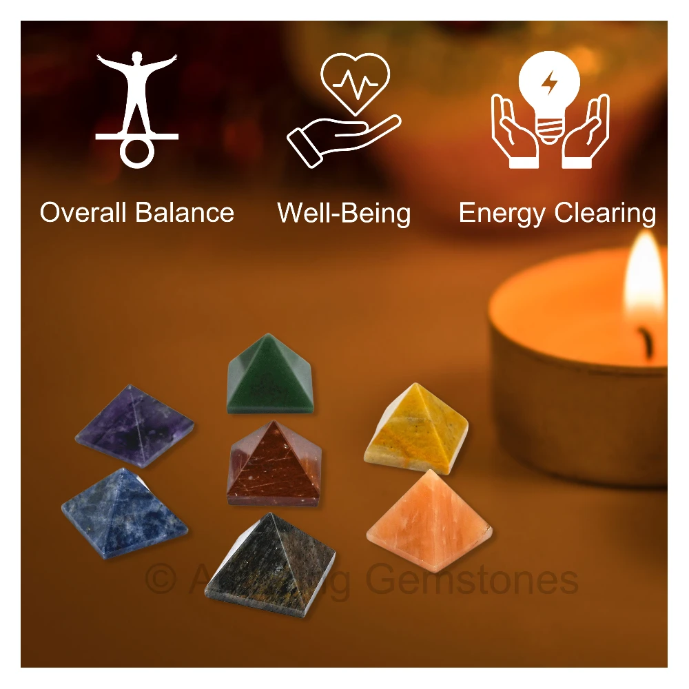 Chakra Crystal Set (Pyramid) - Premium 7 Stones of the Chakra - Amazing ...