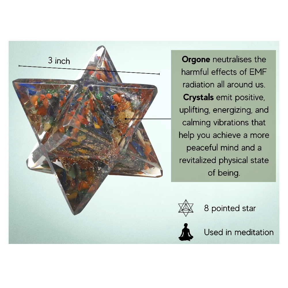 7 Chakra Orgone Merkaba - Premium Crystal Merkaba - Amazing Gemstones INC