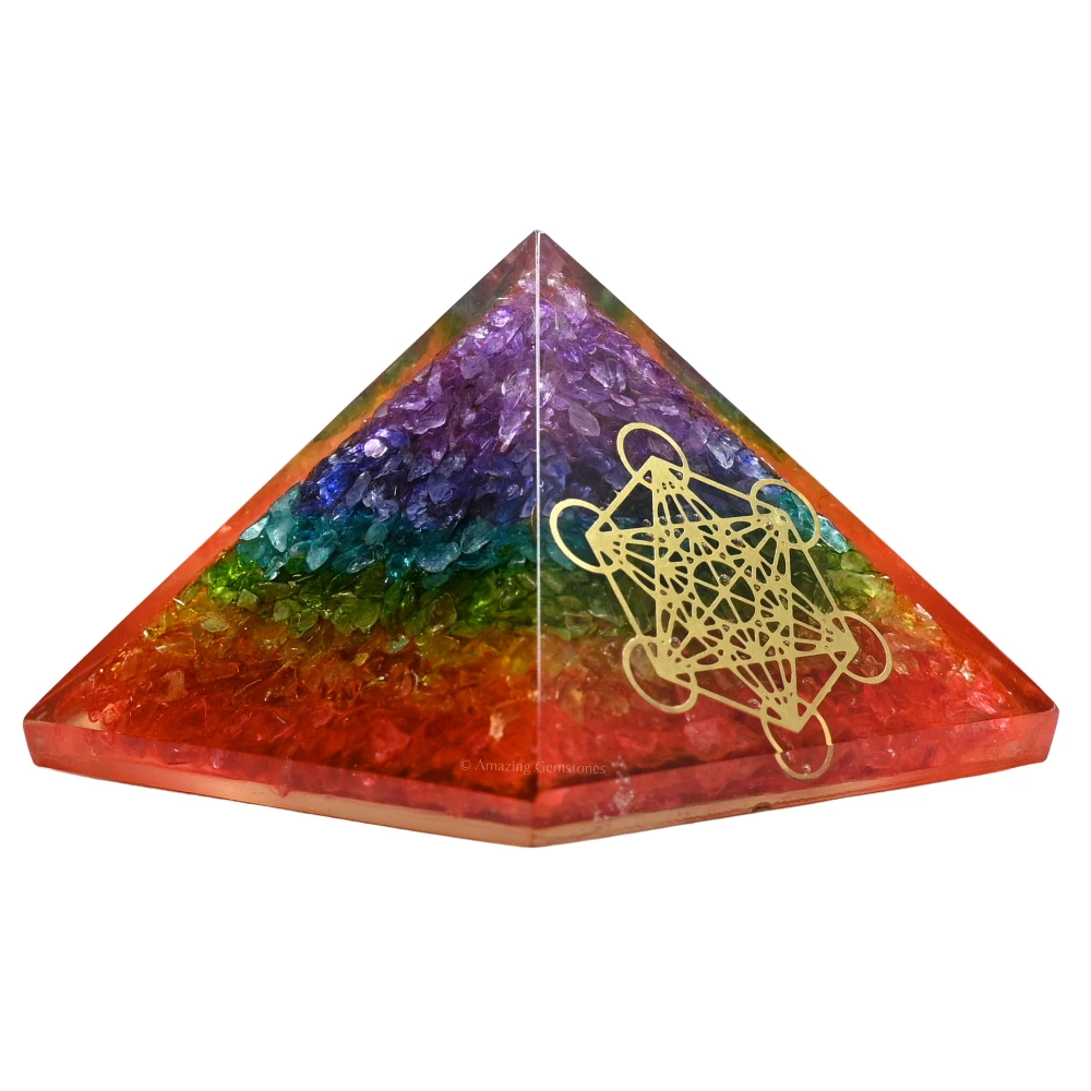 Chakra Onyx Orgone Pyramid - Premium Organite Orgonite Pyramid ...