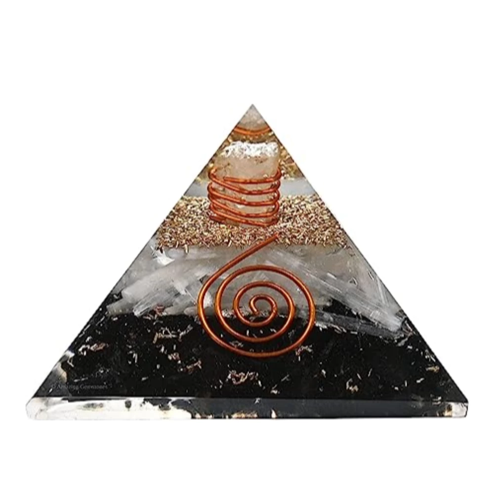 Black Tourmaline Selenite Orgone Pyramid - Premium Crystal Orgone ...