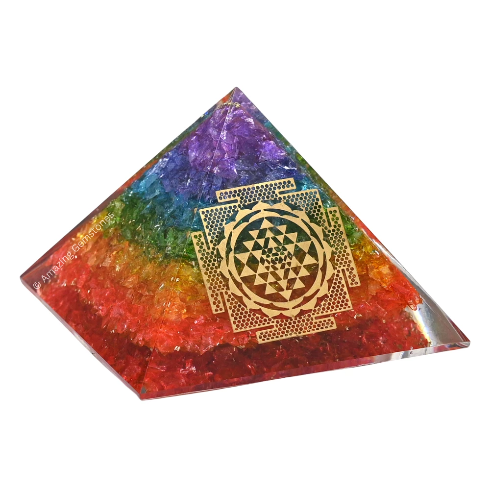 Chakra Onyx Orgone Pyramid - Premium Organite Orgonite Pyramid ...