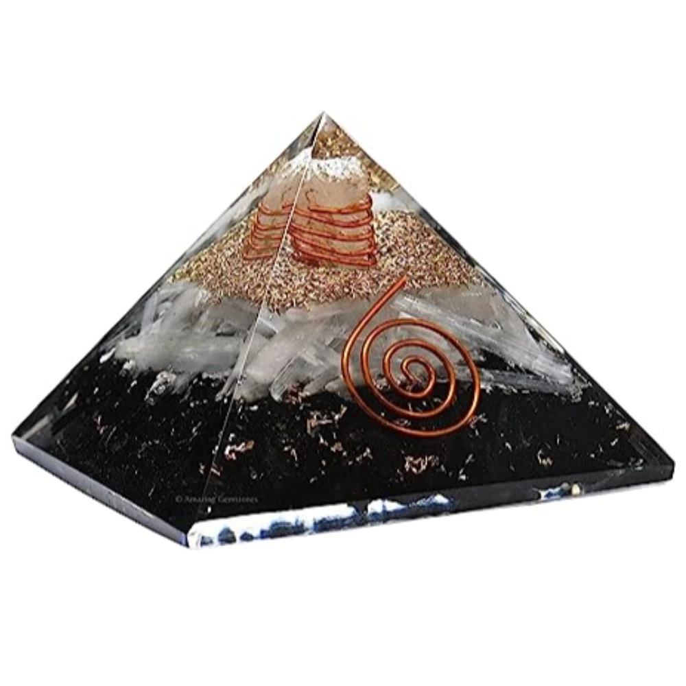 Black Tourmaline Selenite Orgone Pyramid - Premium Crystal Orgone ...