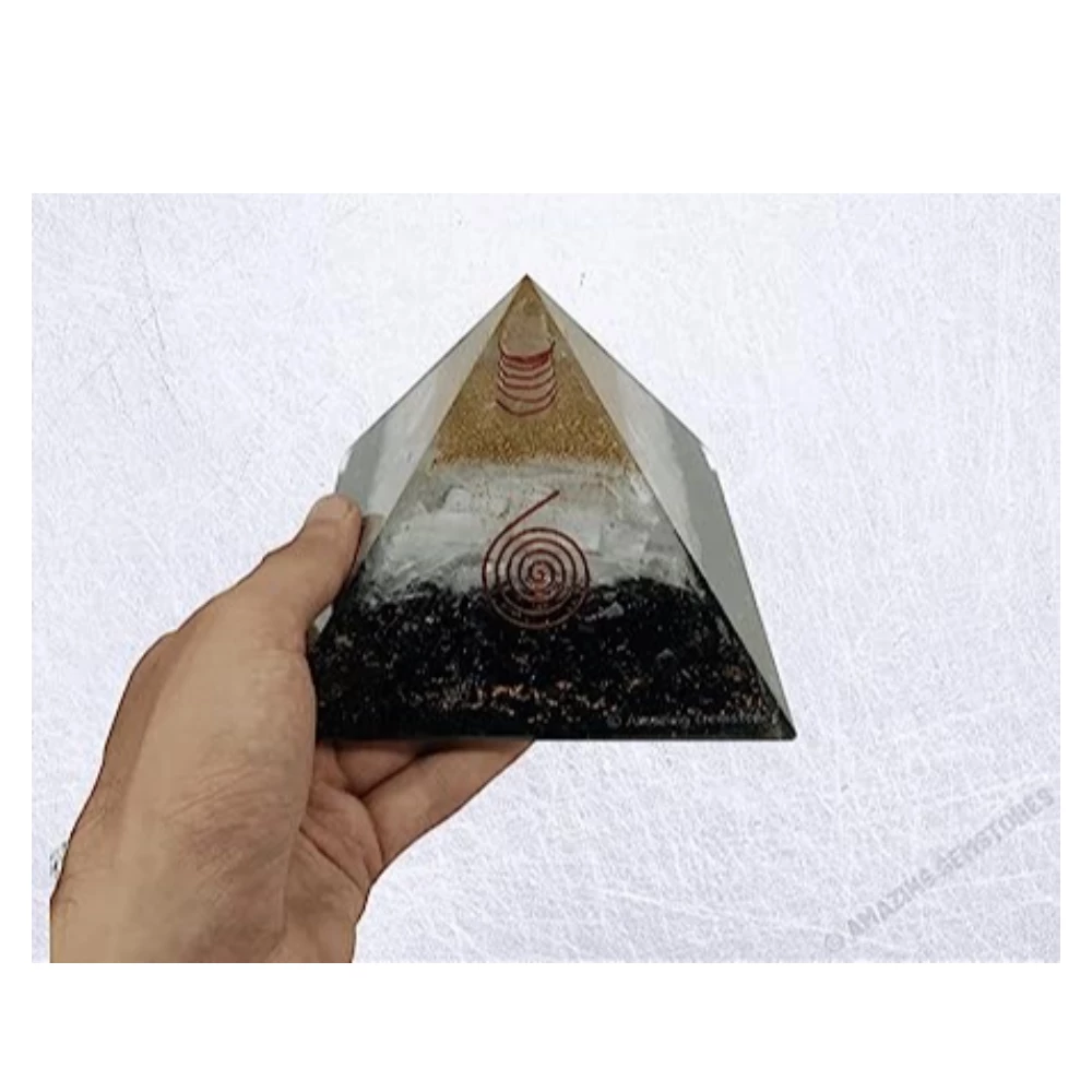 Black Tourmaline Selenite Orgone Pyramid - Premium Crystal Orgone ...