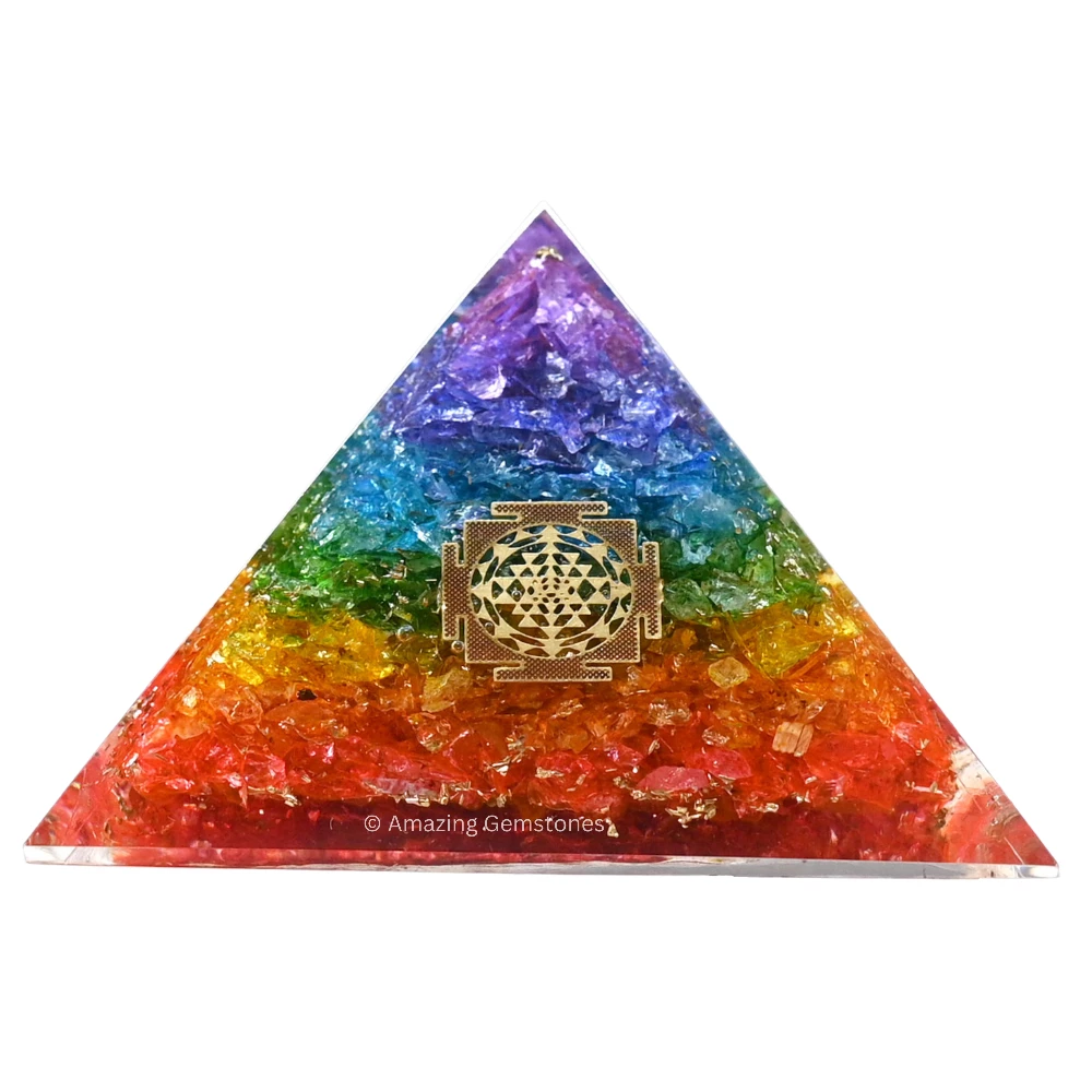 Chakra Onyx Orgone Pyramid - Premium Organite Orgonite Pyramid ...