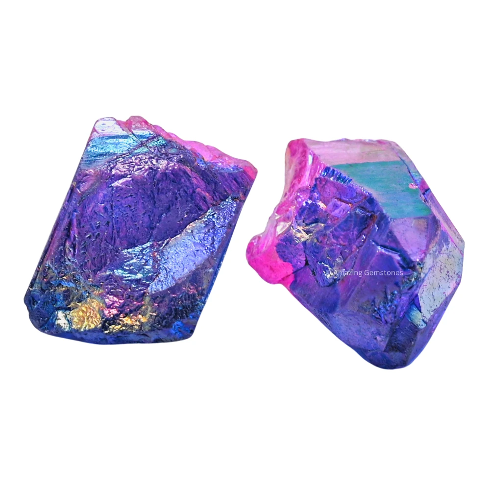 Rose-Tanzine Aura Quartz Raw Stone Crystals - Amazing Gemstones INC