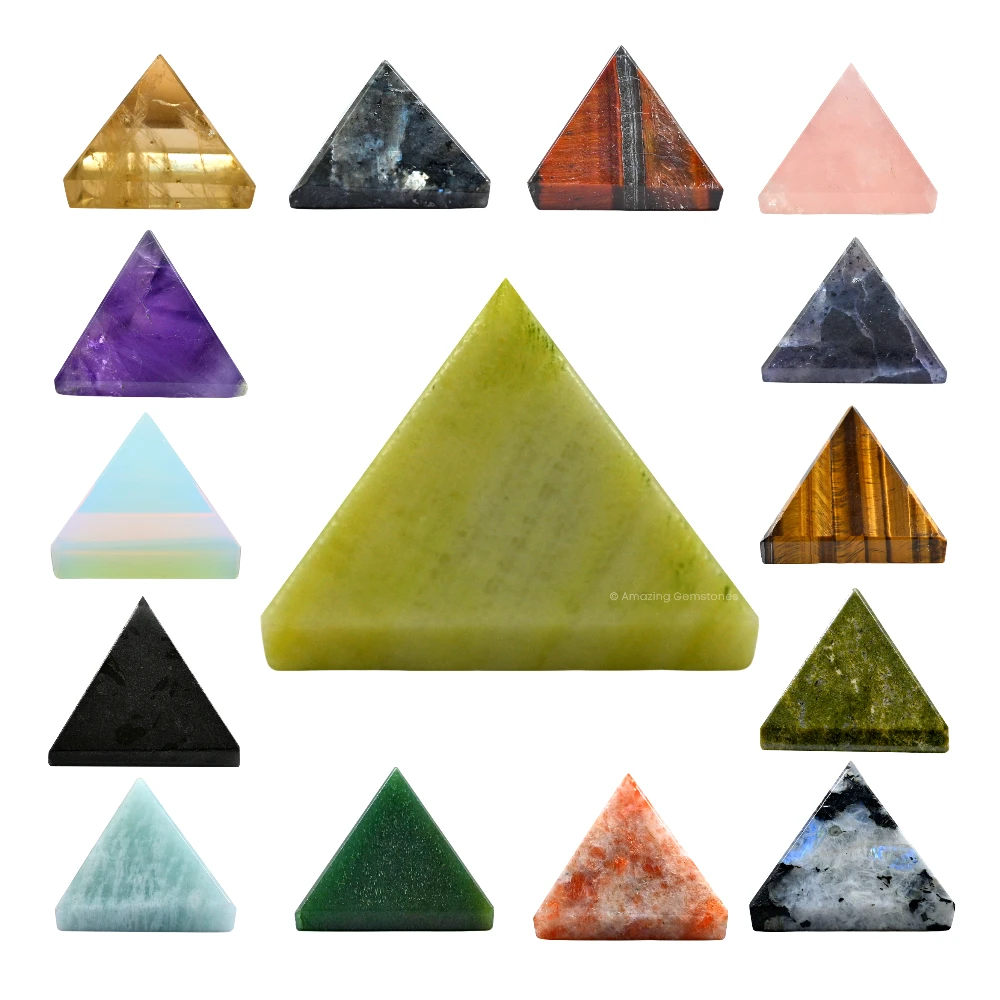 Set of 11 Crystal Pyramid - Premium Crystal Pyramid - Amazing Gemstones INC