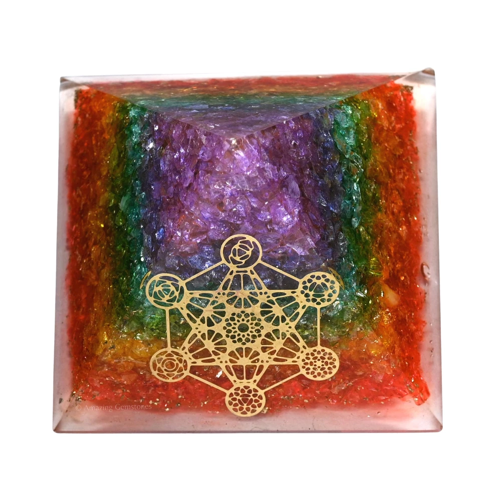 Chakra Onyx Orgone Pyramid - Premium Organite Orgonite Pyramid ...