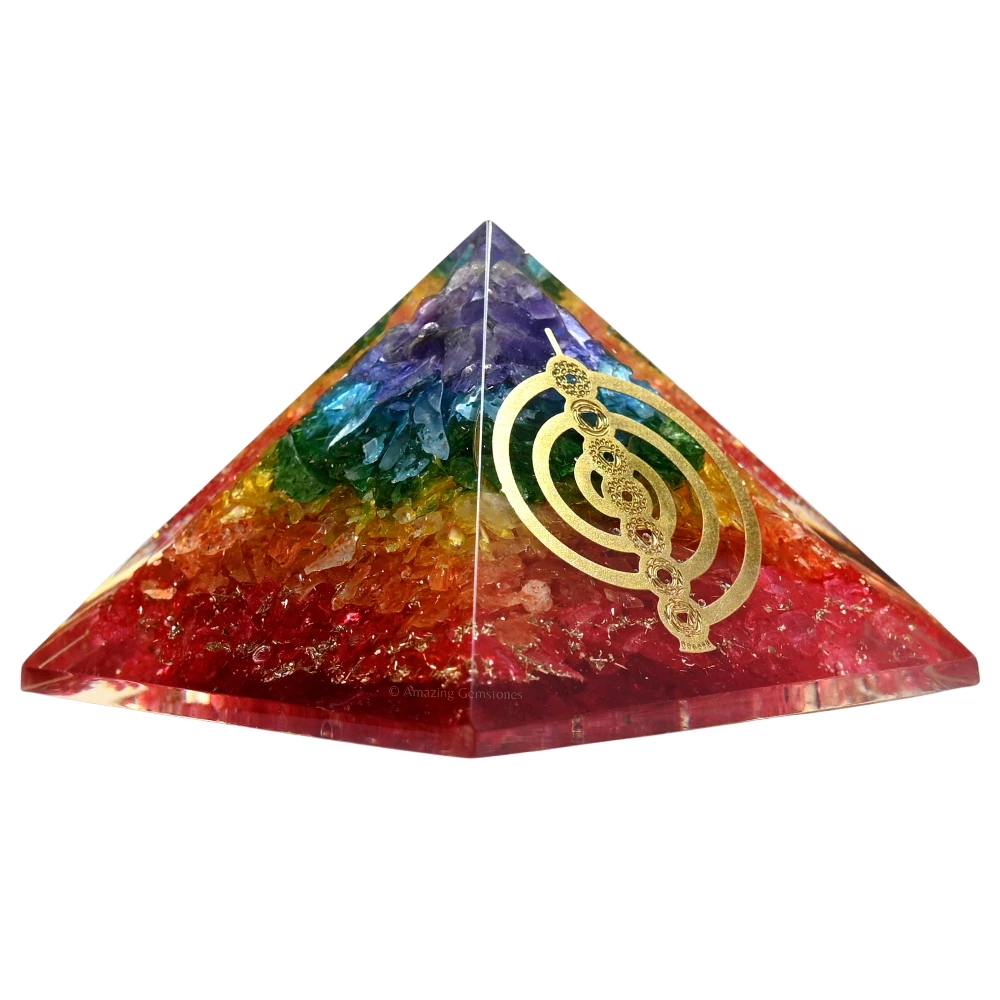 Chakra Onyx Orgone Pyramid - Premium Organite Orgonite Pyramid ...