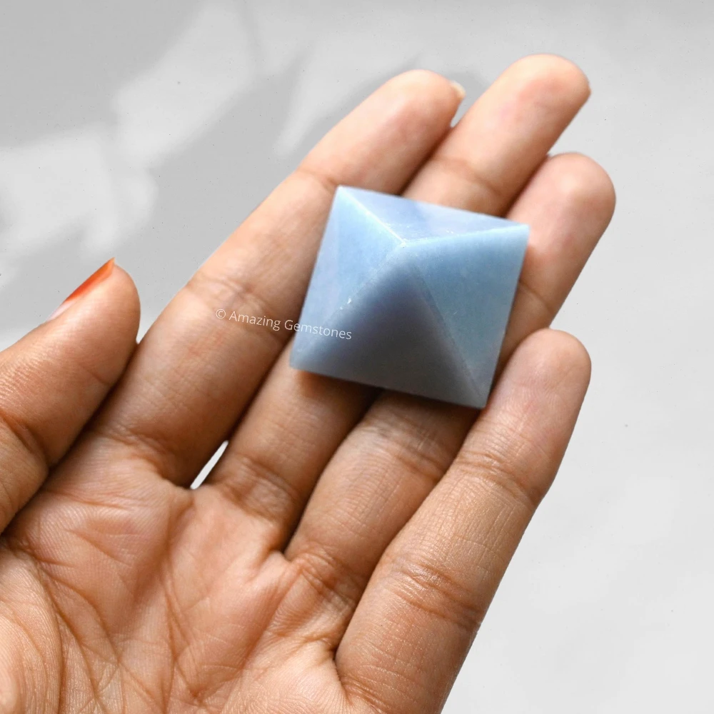 Angelite Pyramid - Premium Crystal Pyramid - Amazing Gemstones INC