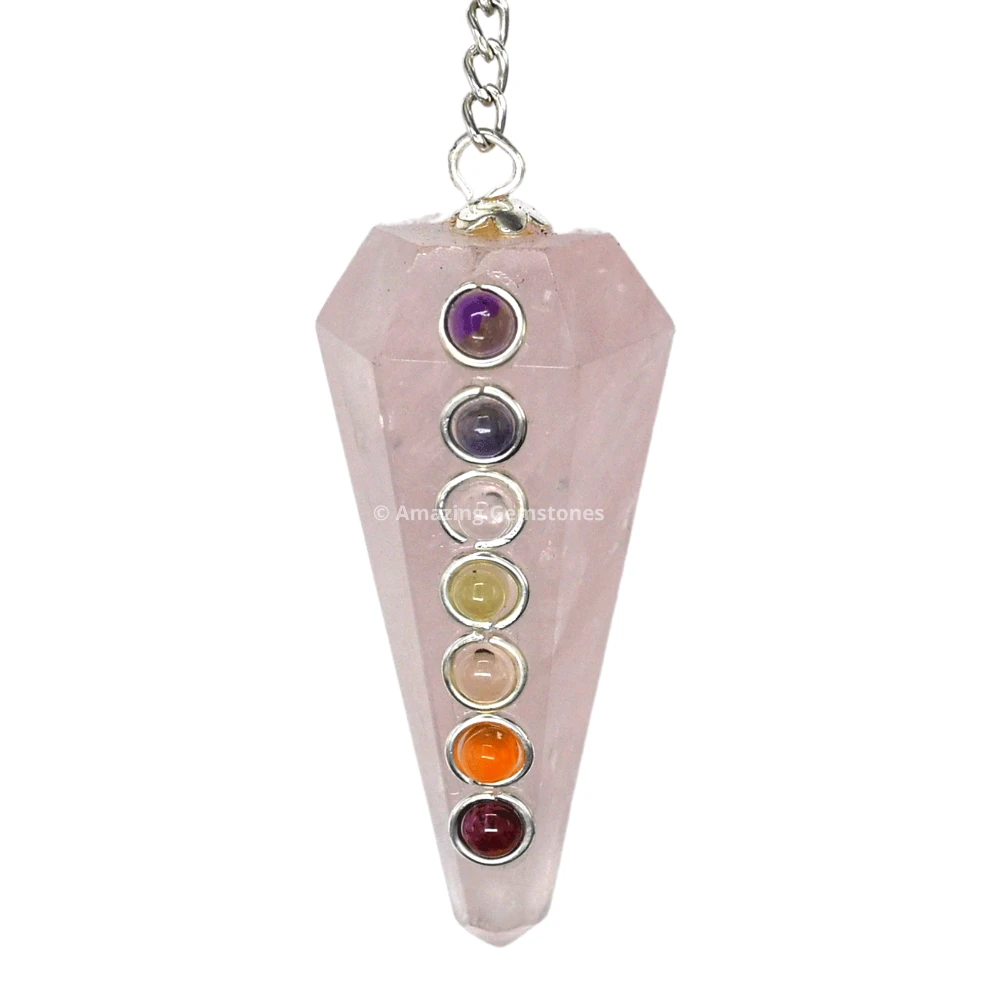 Rose Quartz Crystal Dowsing Pendulum - Premium Crystal Pendulums - Amazing Gemstones INC