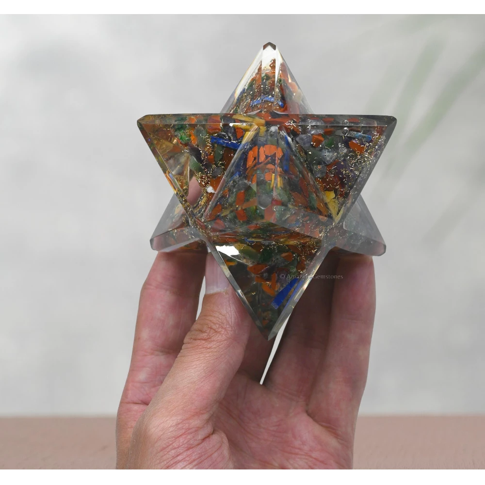 7 Chakra Orgone Merkaba - Premium Crystal Merkaba - Amazing Gemstones INC