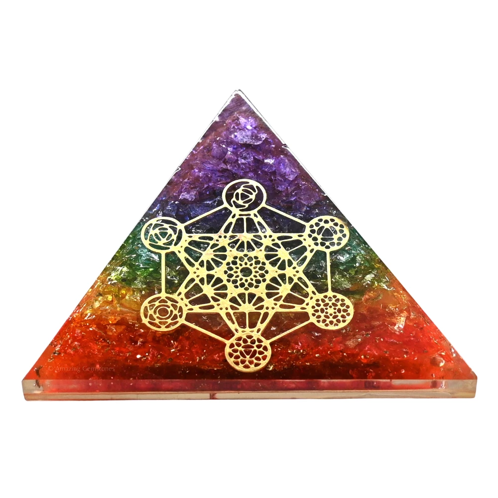 Chakra Onyx Orgone Pyramid - Premium Organite Orgonite Pyramid ...