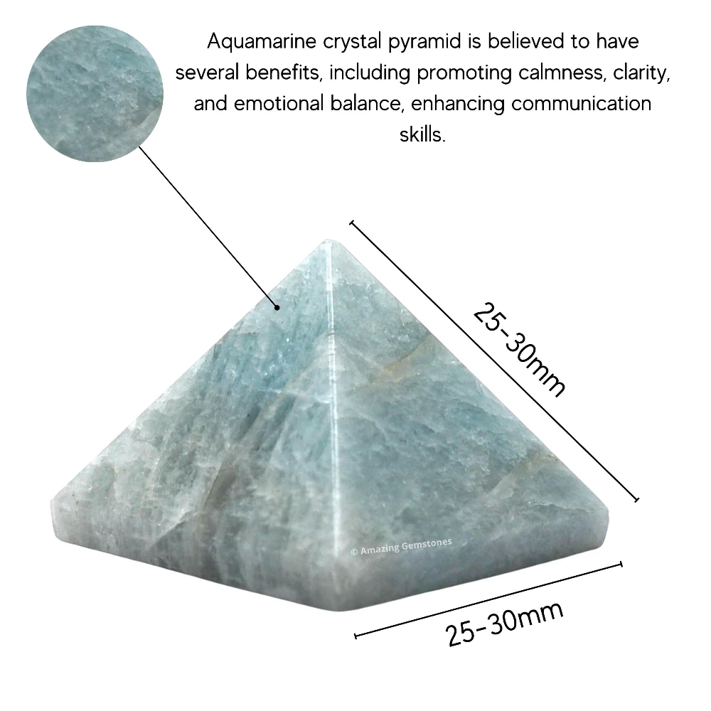 Aquamarine Pyramid - Premium Crystal Pyramid - Amazing Gemstones INC