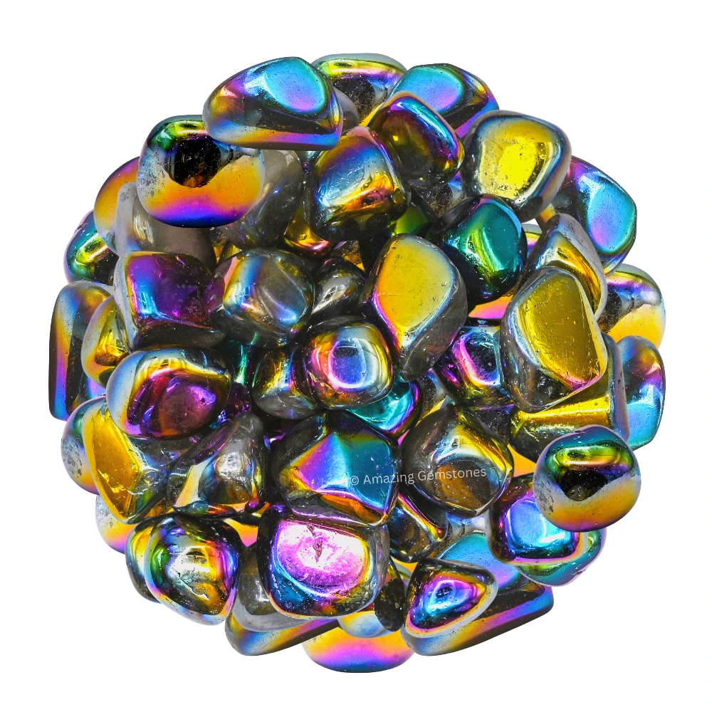 Tumbled Titanium Aura Quartz Stones - Premium Polished Tumbled Crystals ...