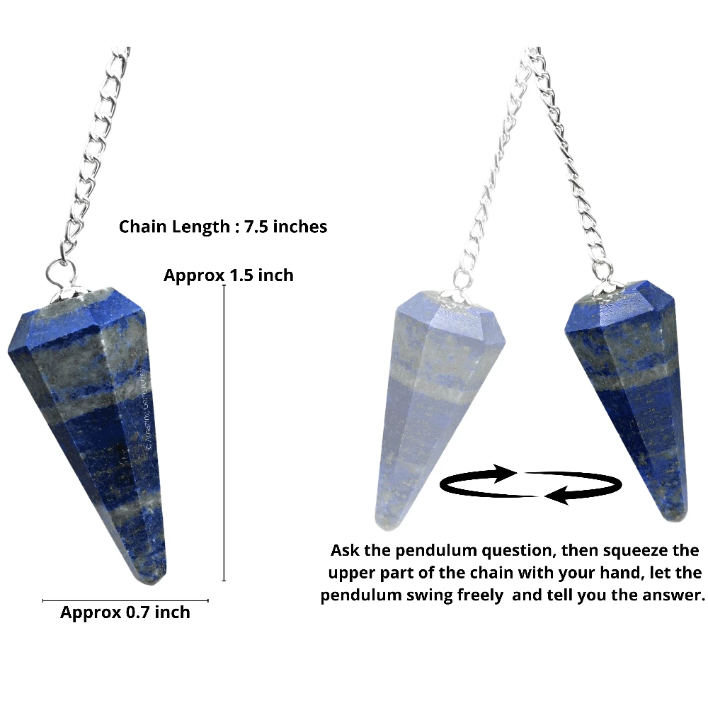 Lapis Lazuli Pendulum Dowsing - Premium Crystal Pendulum - Amazing Gemstones INC