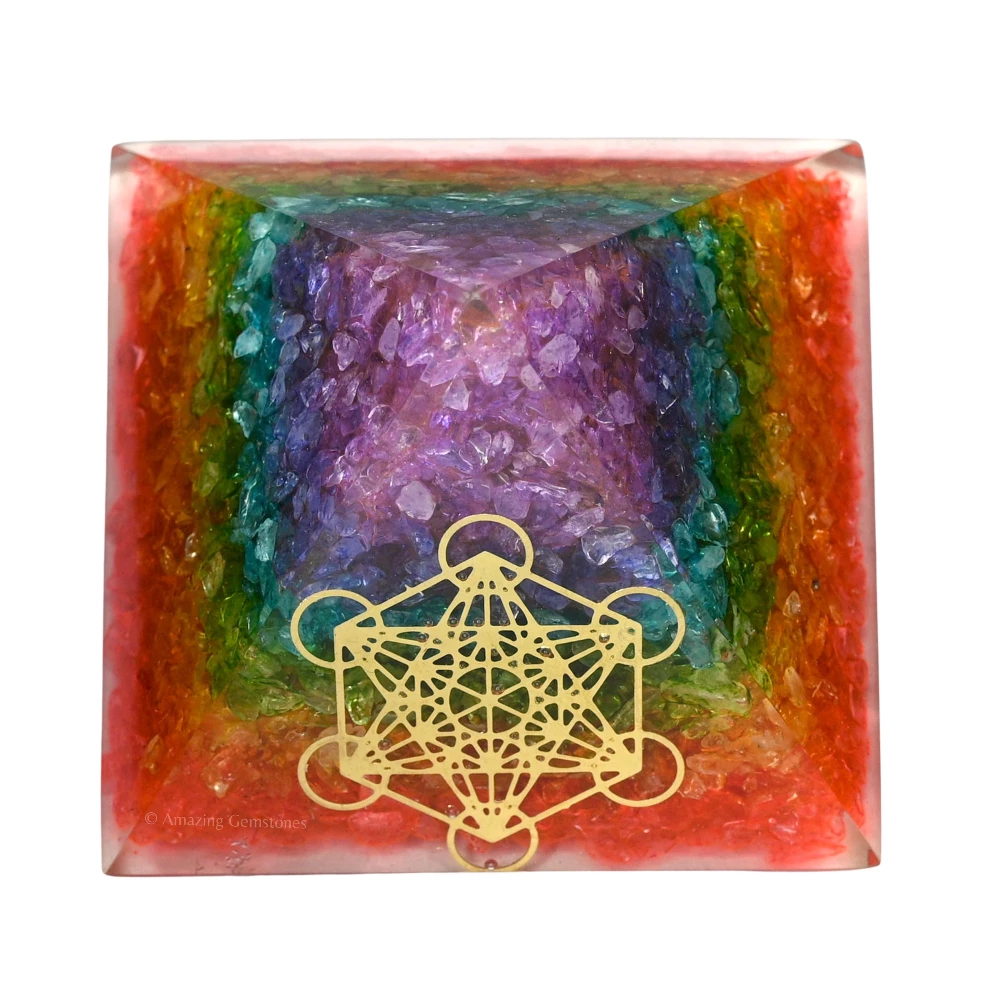 Chakra Onyx Orgone Pyramid - Premium Organite Orgonite Pyramid ...