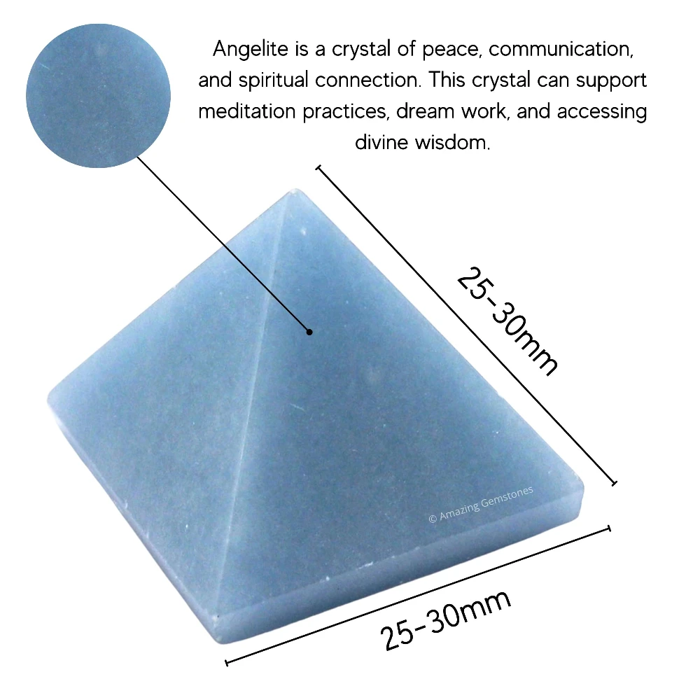 Angelite Pyramid - Premium Crystal Pyramid - Amazing Gemstones INC