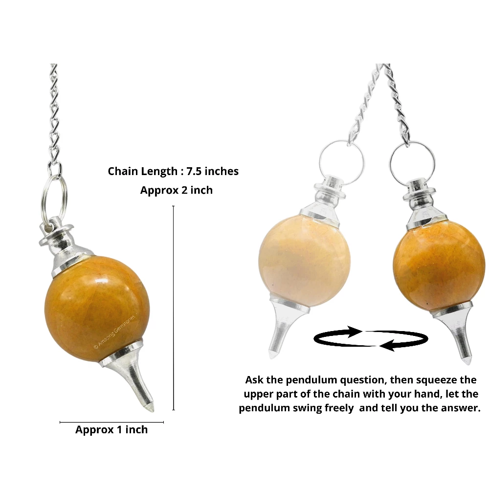 Yellow Jasper Ball Pendulum - Premium Crystal Ball Pendulum - Amazing ...
