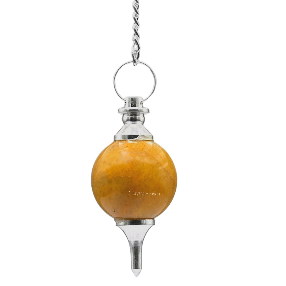 Yellow Jasper Dowsing Pendulum - Premium Crystal Ball Shaped Pendulum ...