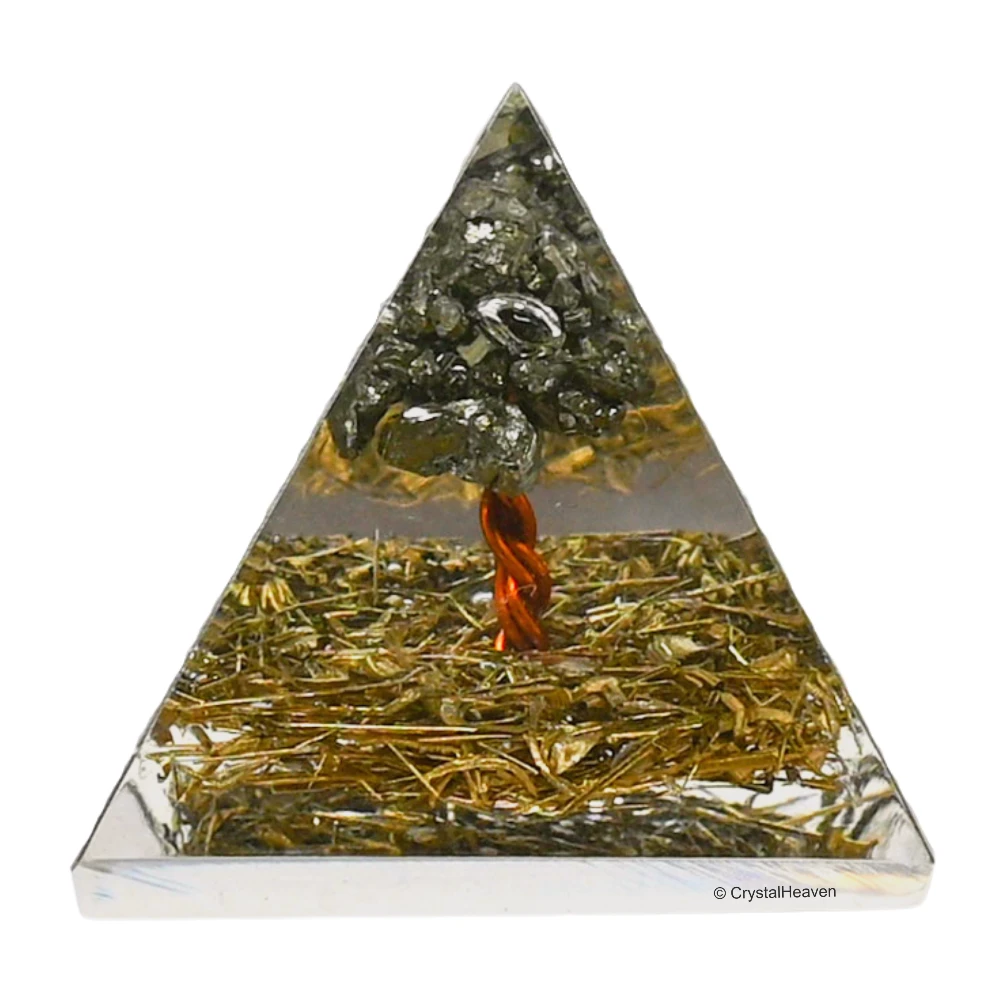 Copper Flakes with Pyrite Tree Orgone Pyramid - Premium Certified Mix ...