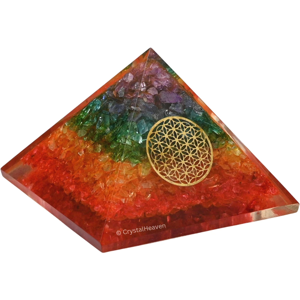 Chakra Onyx Orgone Pyramid - Premium Certified Chakra Onyx - Crystal Heaven