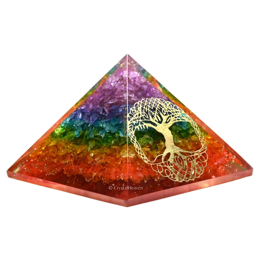 Chakra Onyx Orgone Pyramid - Premium Certified Chakra Onyx - Crystal Heaven