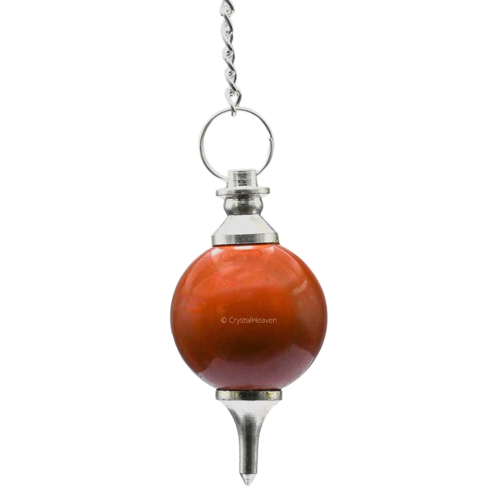 Red Jasper Dowsing Pendulum - Premium Crystal Ball Shaped Pendulum