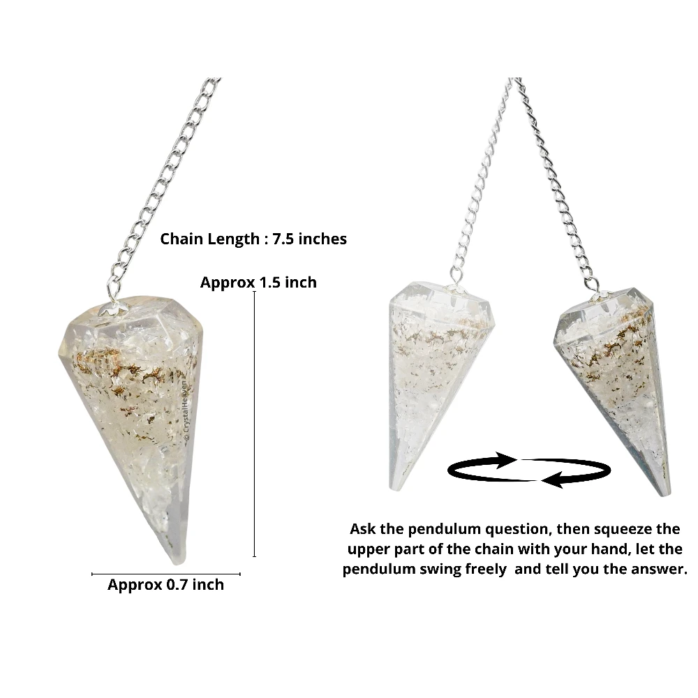 Clear Quartz Orgone Pendulum - Premium Crystal Dowsing Pendulums