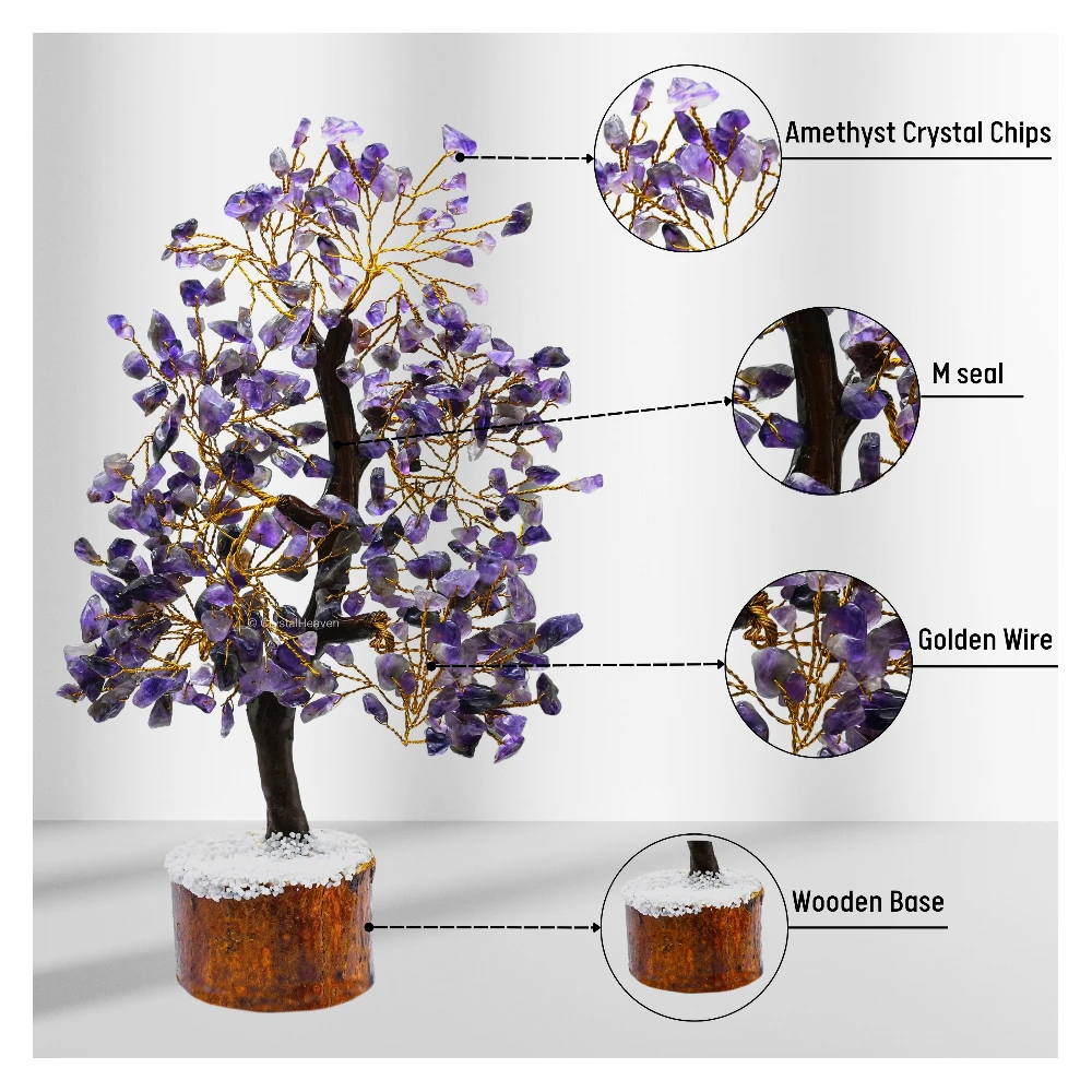 Amethyst Tree of 700 Chips - Premium Gemstone Crystal Tree - Crystal Heaven
