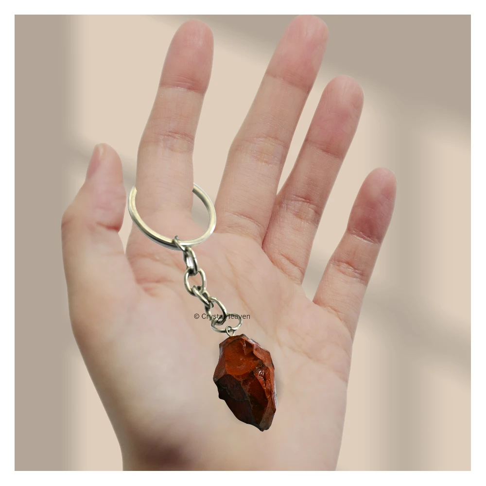 Red Jasper Raw Keychain - Premium Crystal Keychain - Crystal Heaven