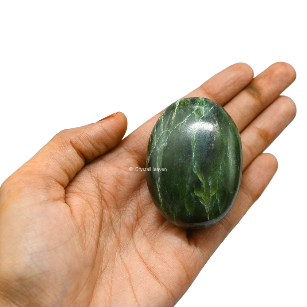 Green Jade Crystal Palm Stone