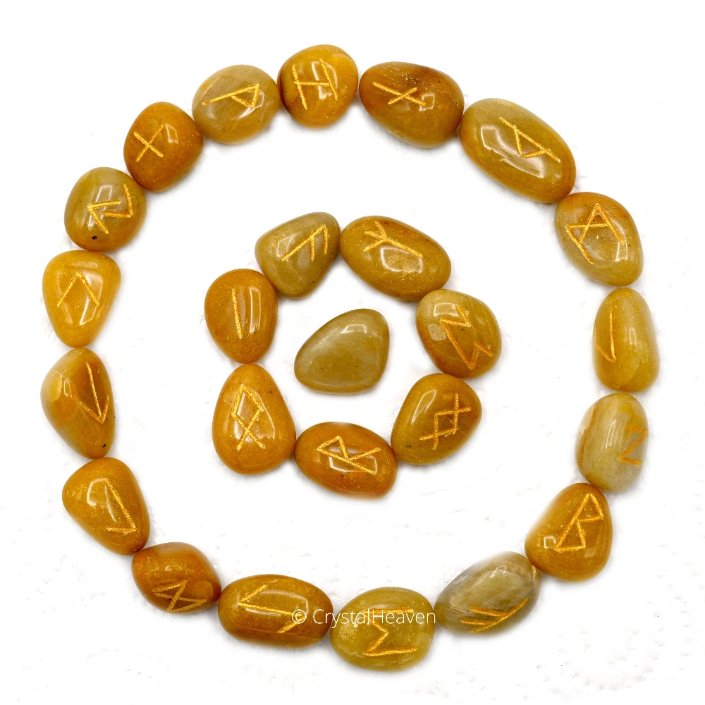 Yellow Jasper Rune Stones Set - Premium Crystal Rune Symbols Stone ...