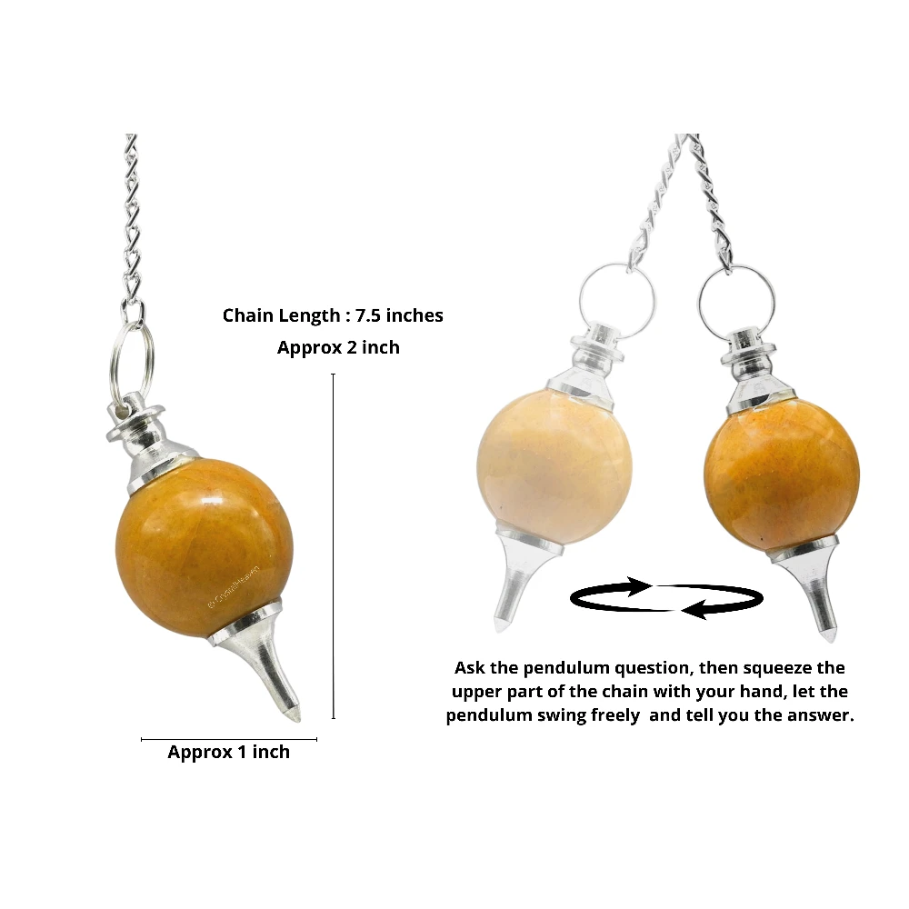 Yellow Jasper Dowsing Pendulum - Premium Crystal Ball Shaped Pendulum ...